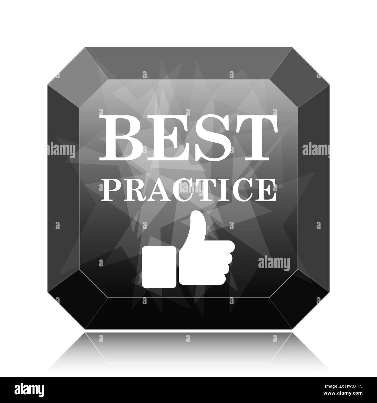 Best practice icon, black website button on white background Stock ...