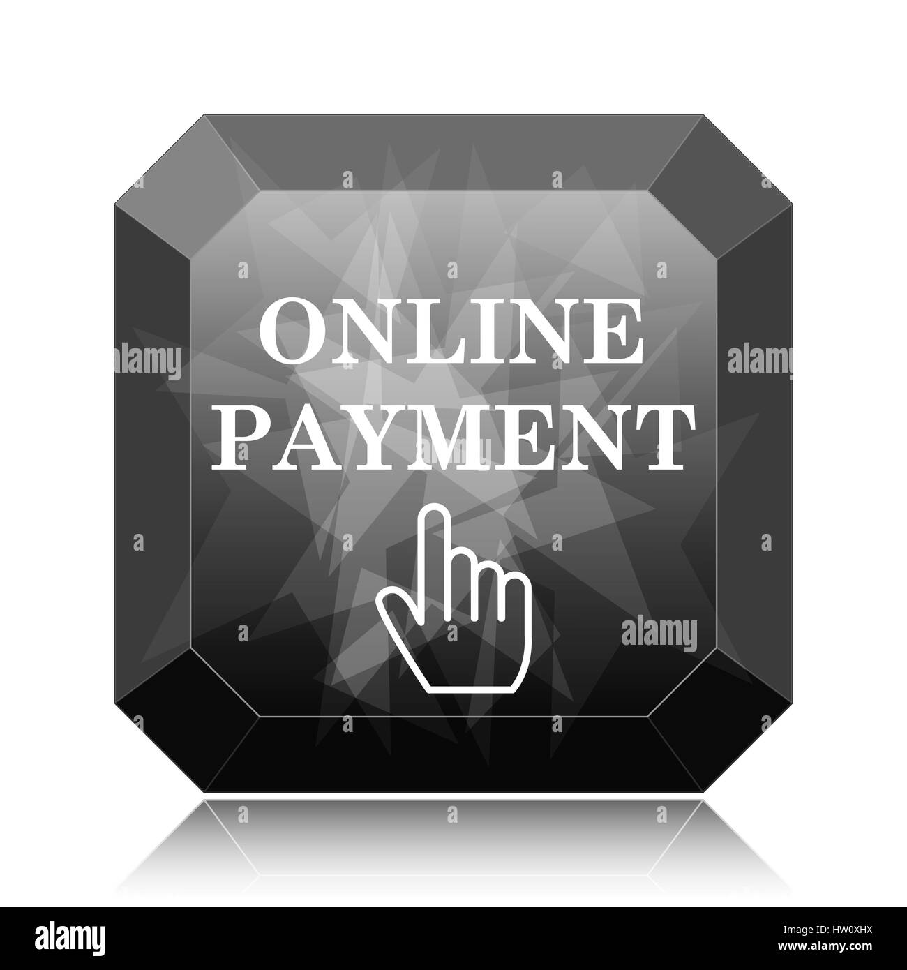 Online payment icon, black website button on white background Stock ...