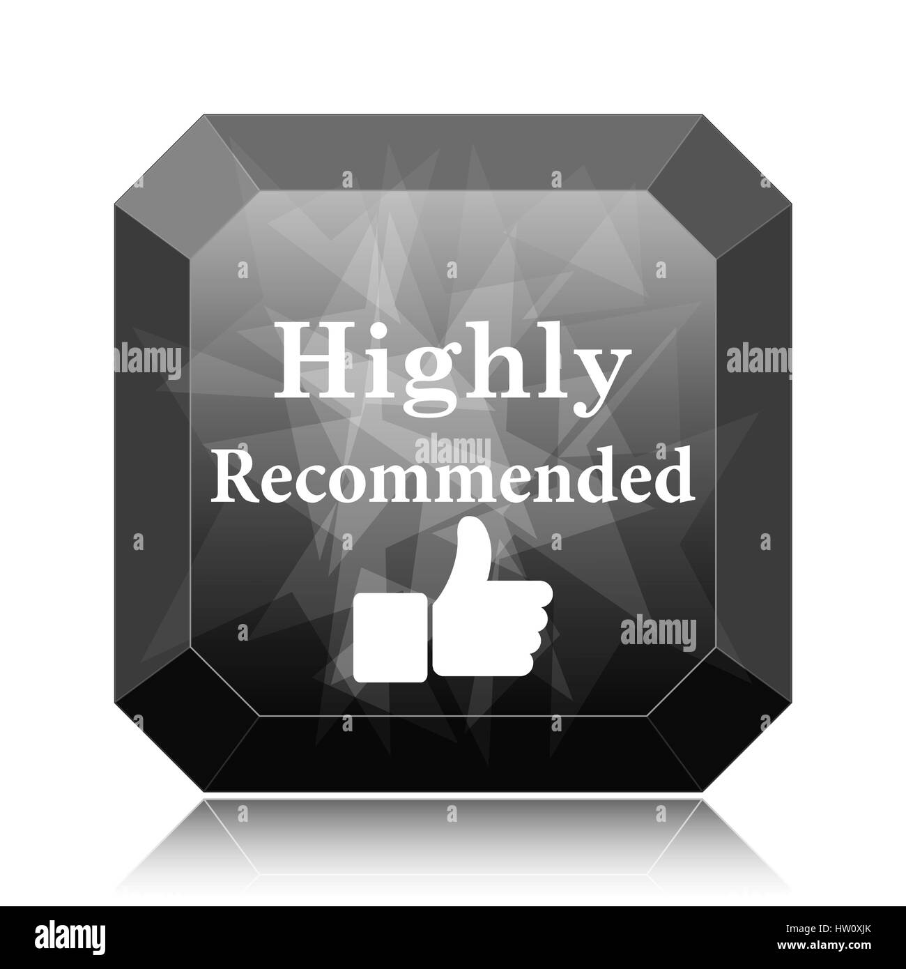 Highly recommended icon, black website button on white background Stock ...
