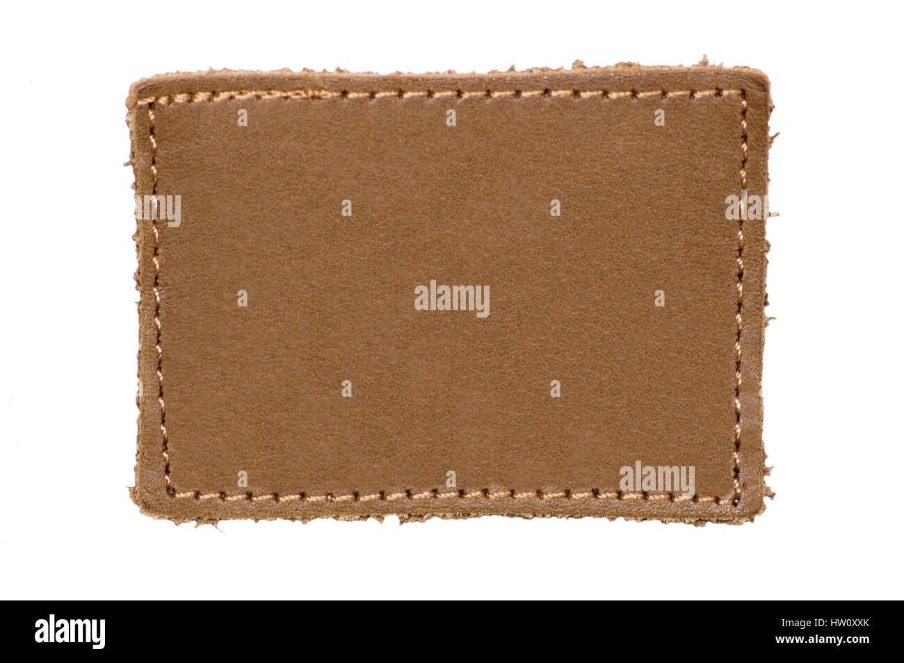 Blank empty beige grain leather jeans tag label copy space background ...