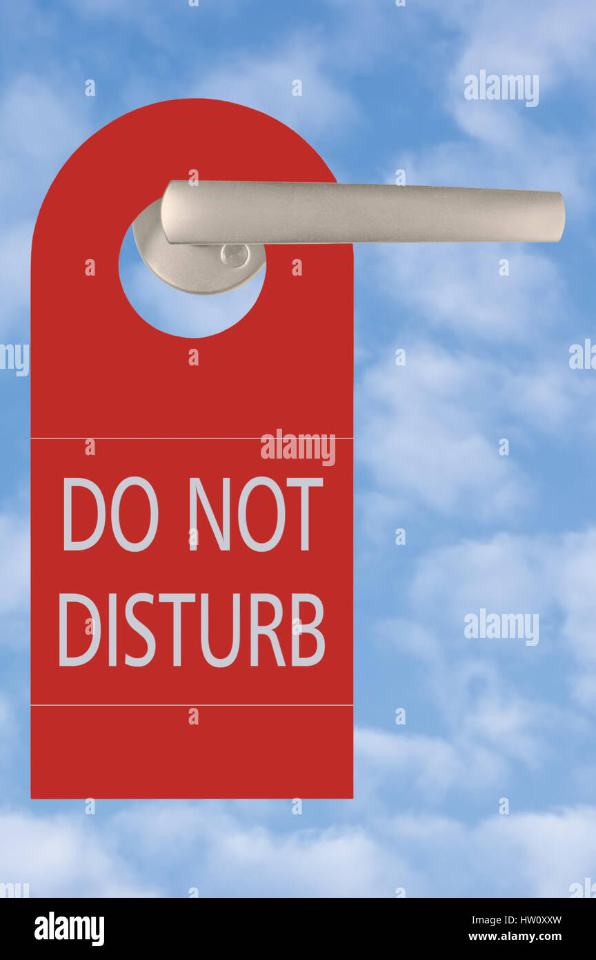 Red Do Not Disturb Tag On Handle Over Bright Summer Sky Cloudscape ...