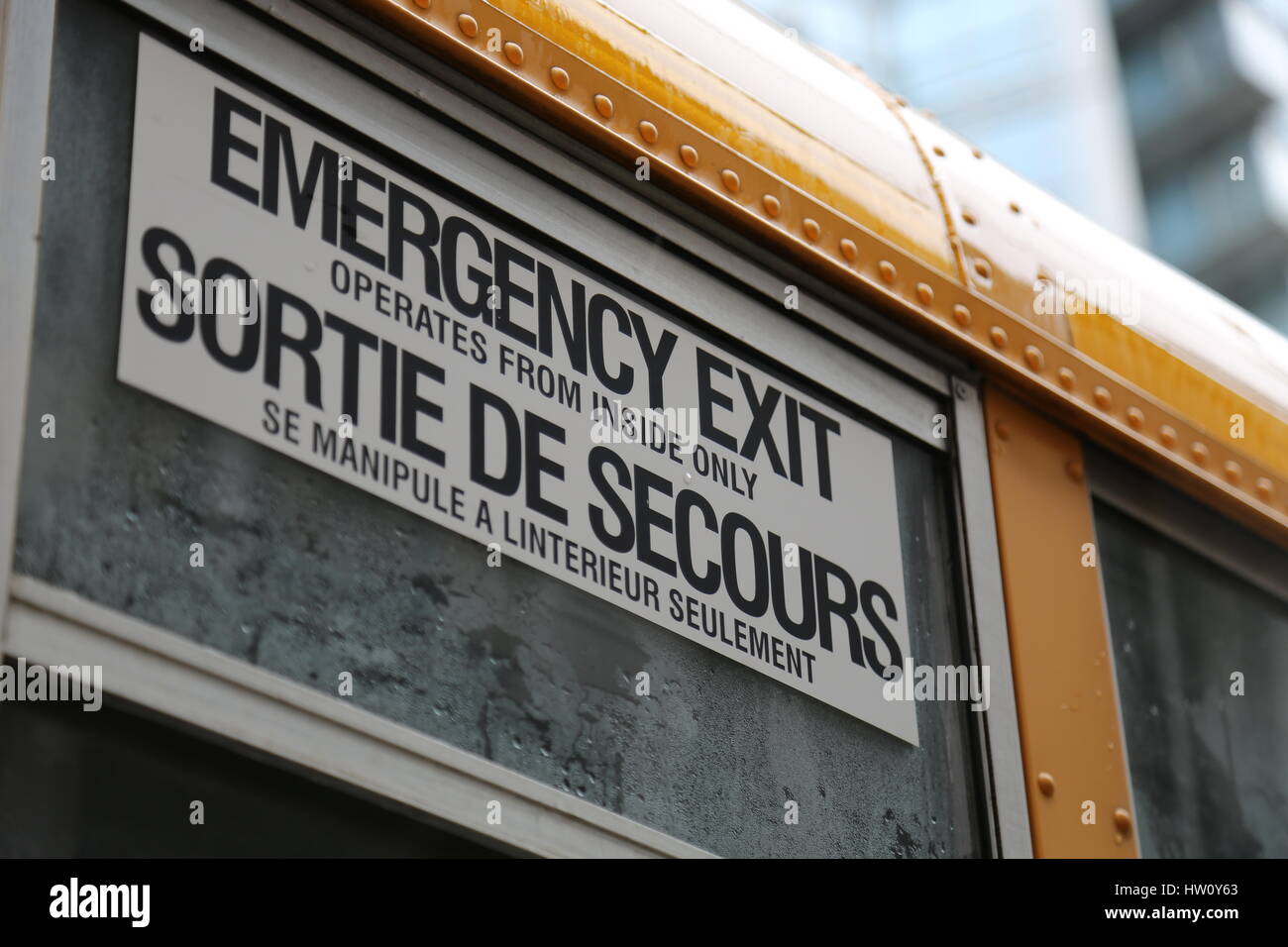 Bus emergency exit sign hi-res stock photography and images - Alamy