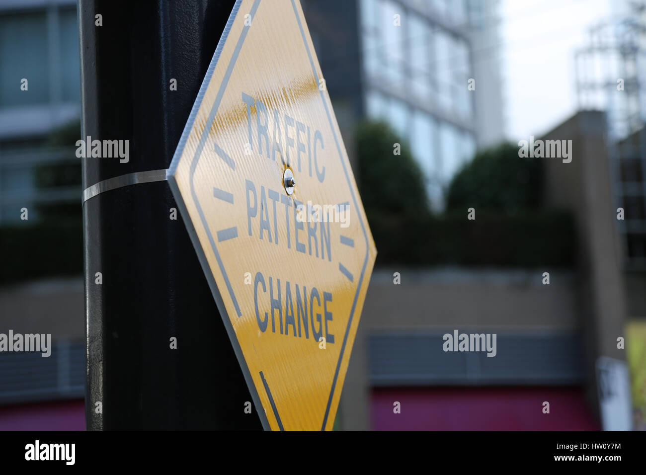 Background warning sign change road Stock Photo - Alamy