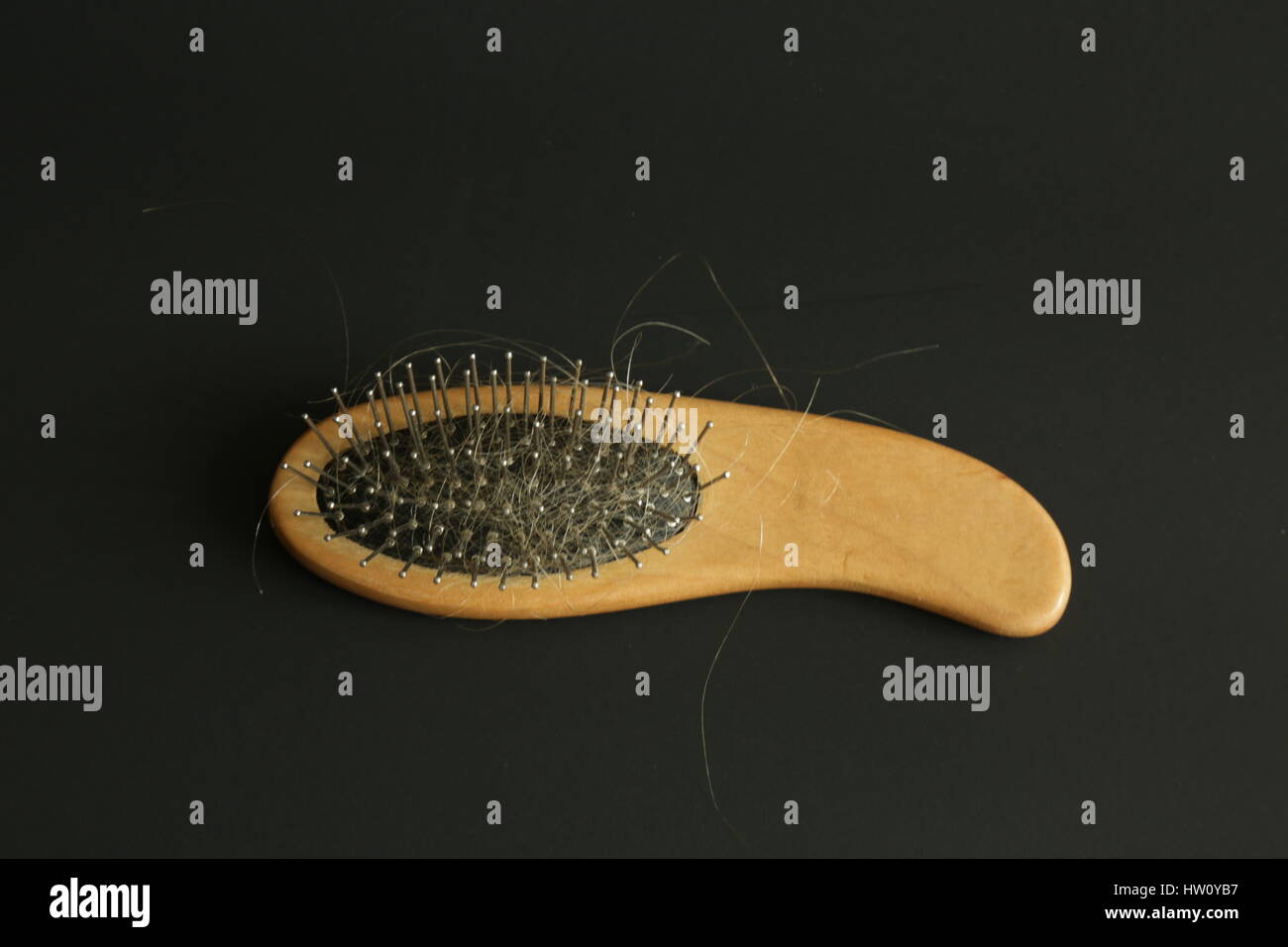 Bunch of hair on hair brush black background Stock Photo - Alamy