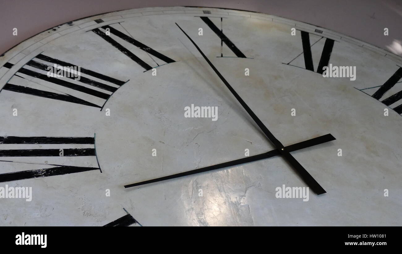 Old fashioned wall clock white Stock Photo - Alamy