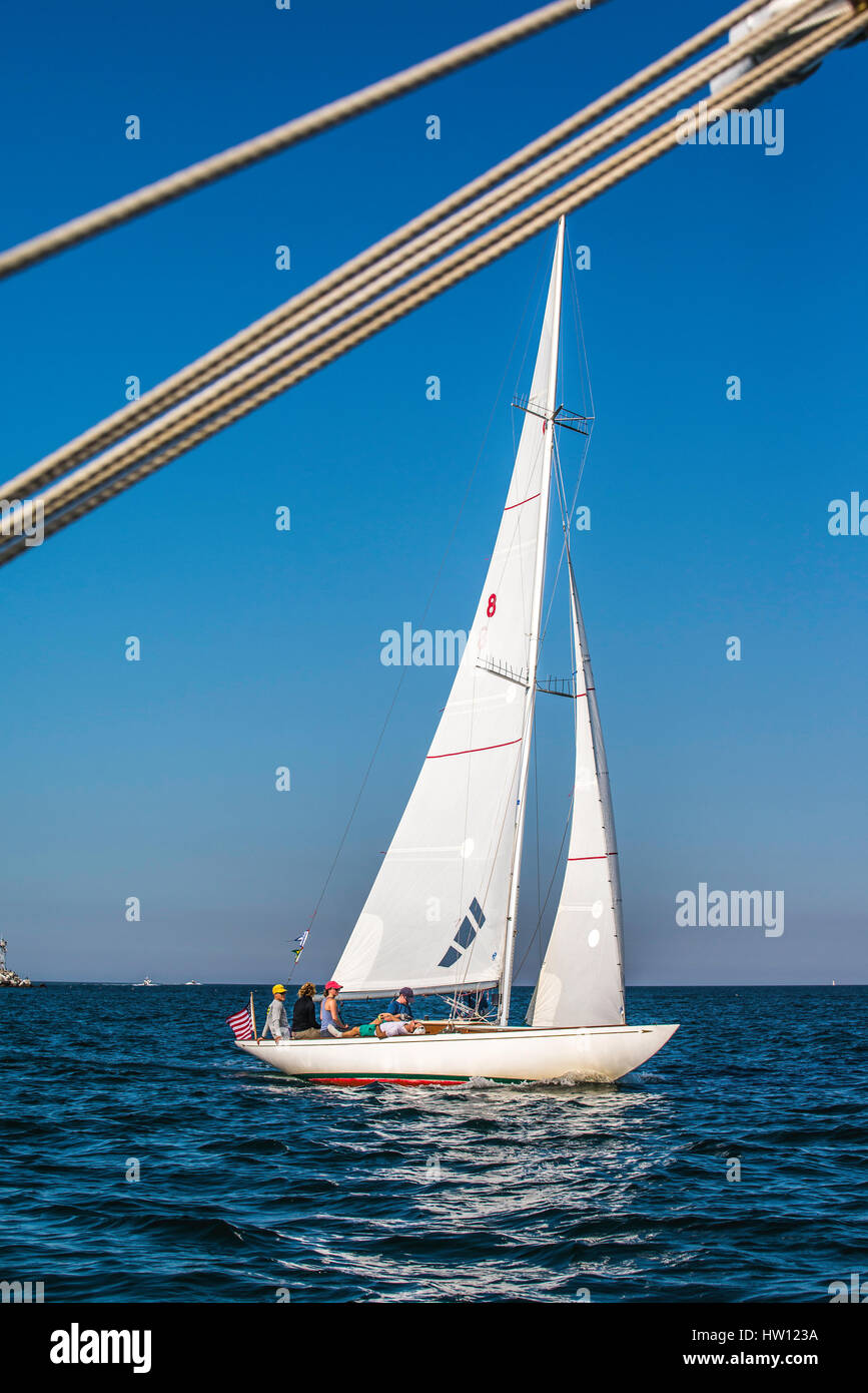 Sail boat regattas off Nantucket Island, Cape Cod, MA. Nantucket, a ...