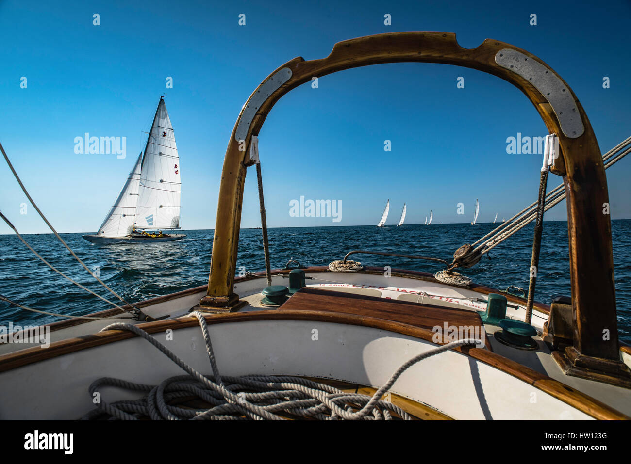 Sail boat regattas off Nantucket Island, Cape Cod, MA. Nantucket, a ...
