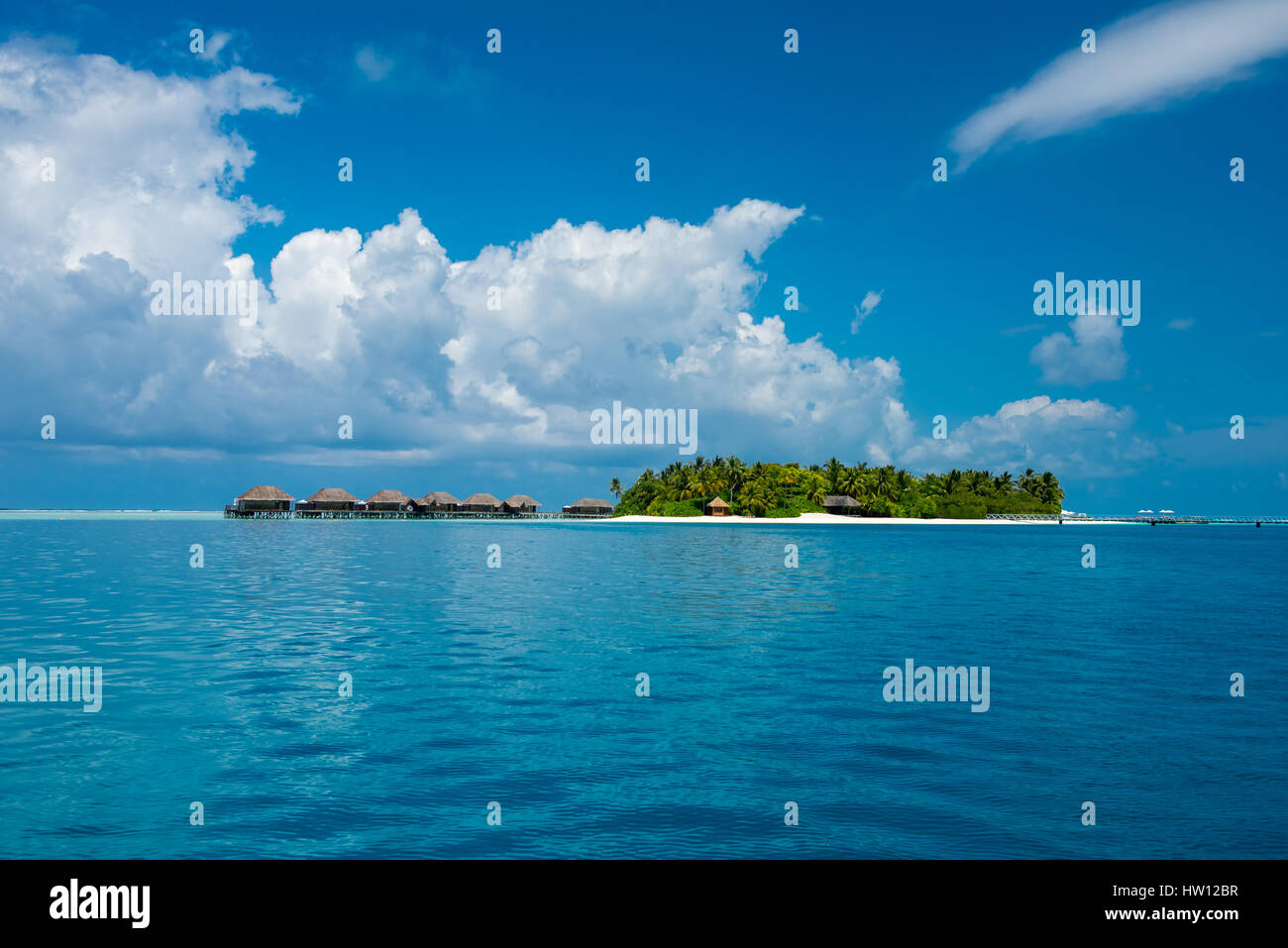 Maldives, Rangali Island. Conrad Hilton Resort. Views of the water ...