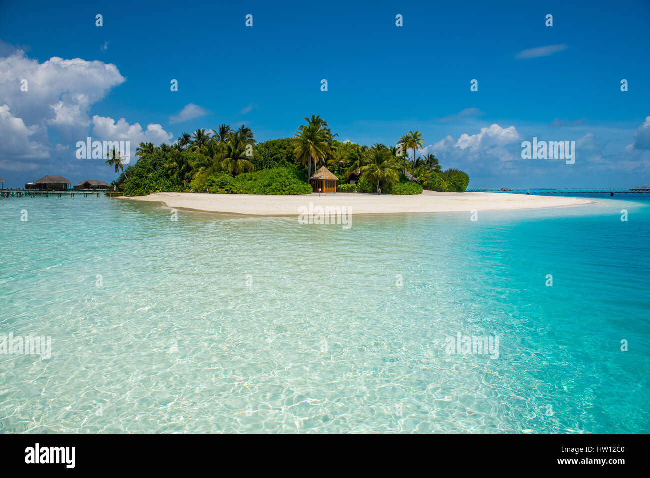 Maldives, Rangali Island. Conrad Hilton Resort. Views of the water ...