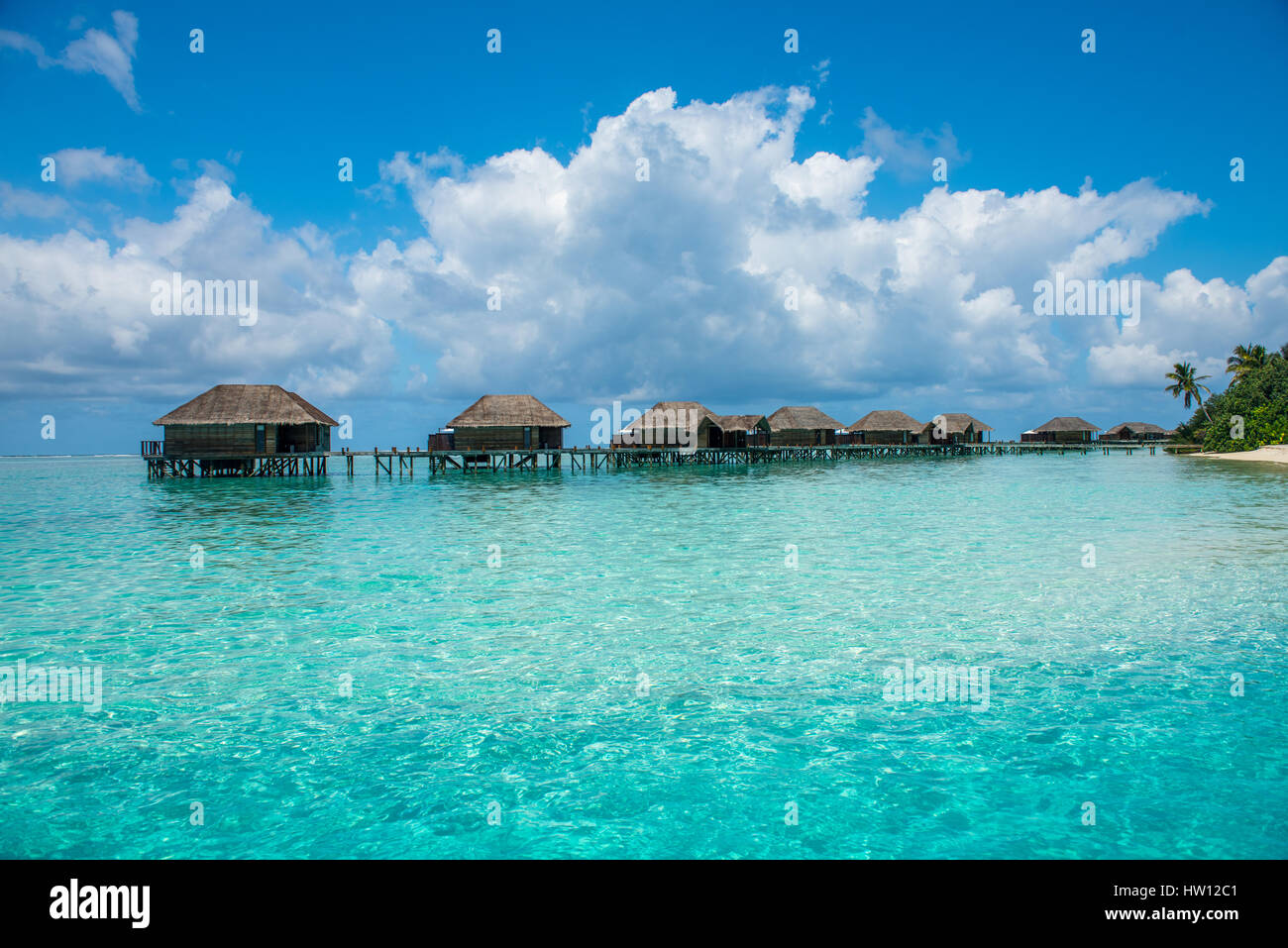 Maldives, Rangali Island. Conrad Hilton Resort. Views of the water ...