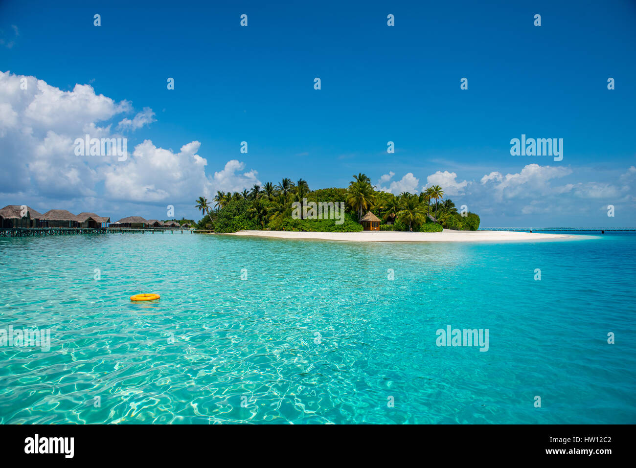 Maldives, Rangali Island. Conrad Hilton Resort. Views of the water ...