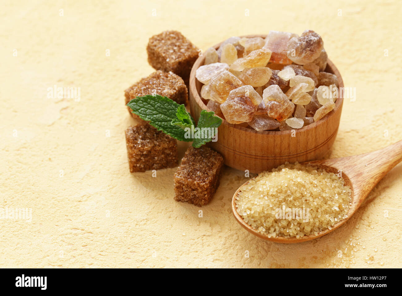 Different kinds of sugar on the table Stock Photo - Alamy