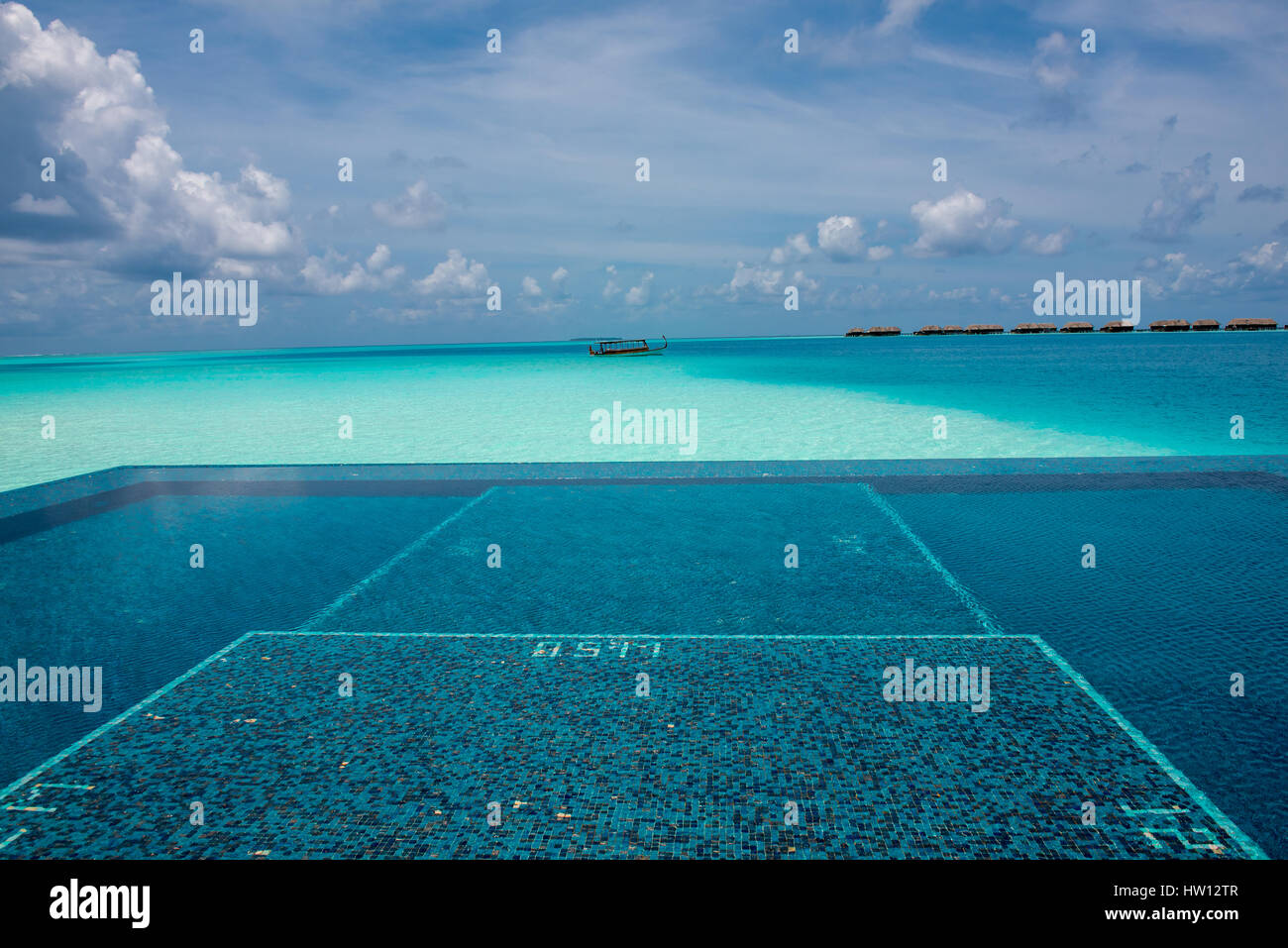 Maldives, Rangali Island. Conrad Hilton Resort. Infinity pool by the ...