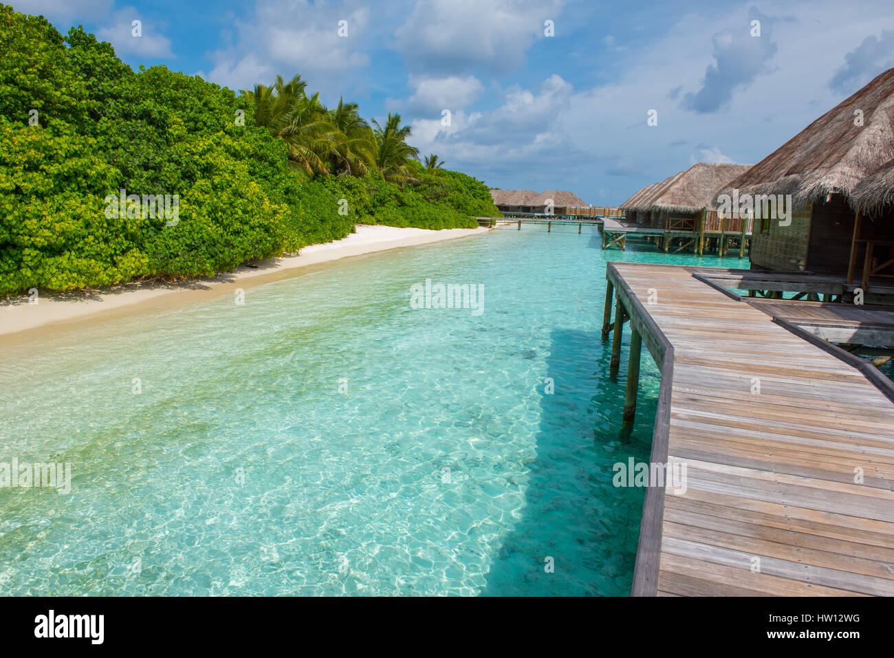 Maldives, Rangali Island. Conrad Hilton Resort. Villas over the water ...