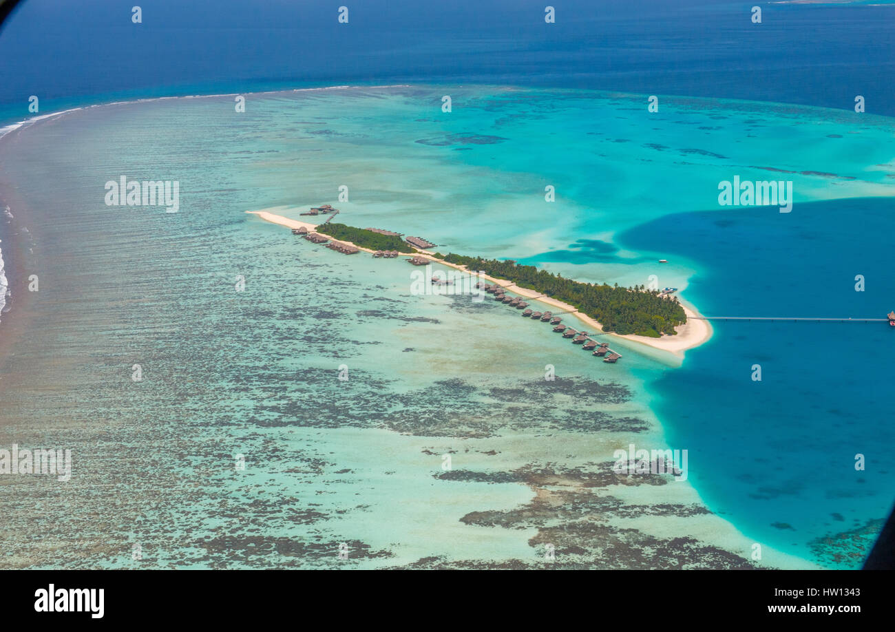 Maldives, Rangali Island. Conrad Hilton Resort. View of the Maldives ...