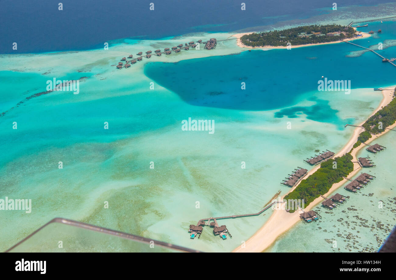 Maldives, Rangali Island. Conrad Hilton Resort. View of the Maldives ...