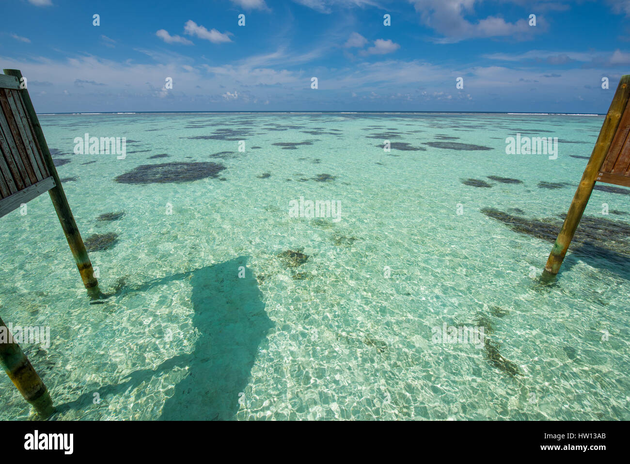 Maldives, Rangali Island. Conrad Hilton Resort. View of the ocean and ...