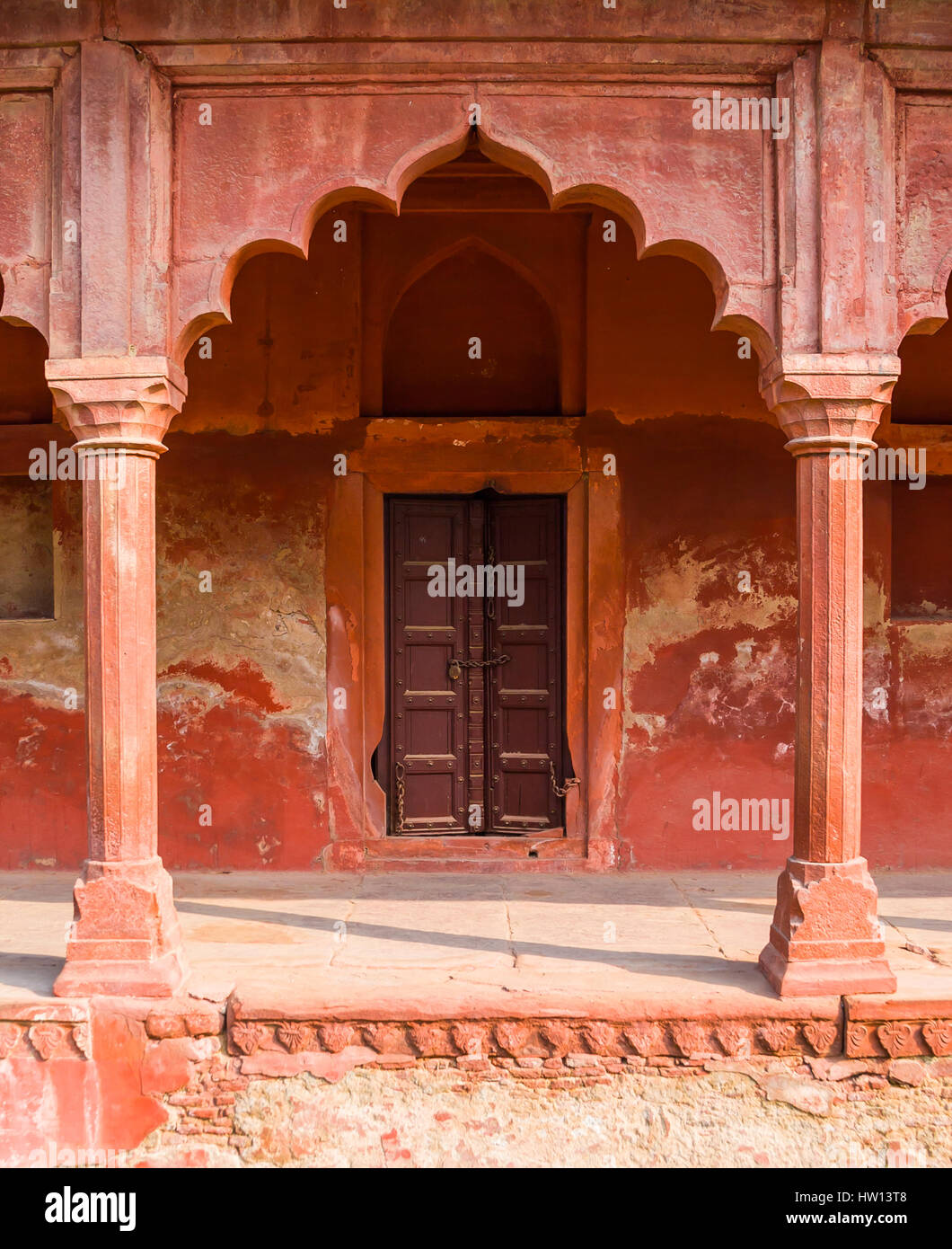 Mughal red sandstone architecture near the Taj Mahal in Agra, India ...