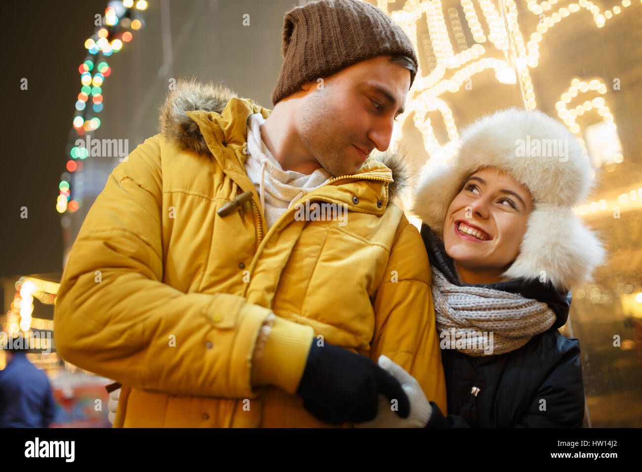 Enamored man woman hugging hi-res stock photography and images - Alamy