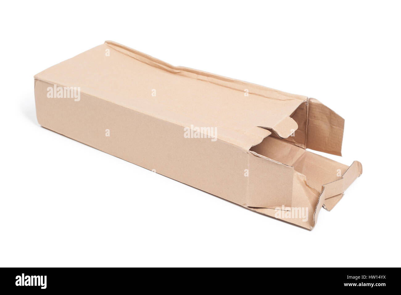 Damaged cardboard box isolated on white Stock Photo - Alamy