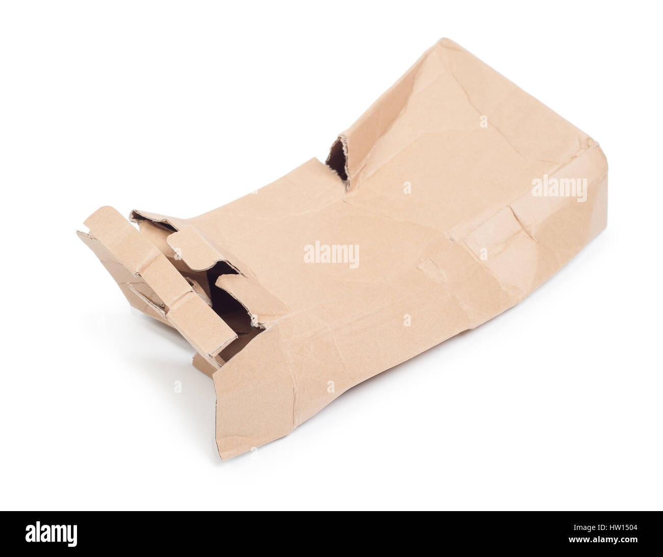 Damaged cardboard box isolated on white Stock Photo - Alamy