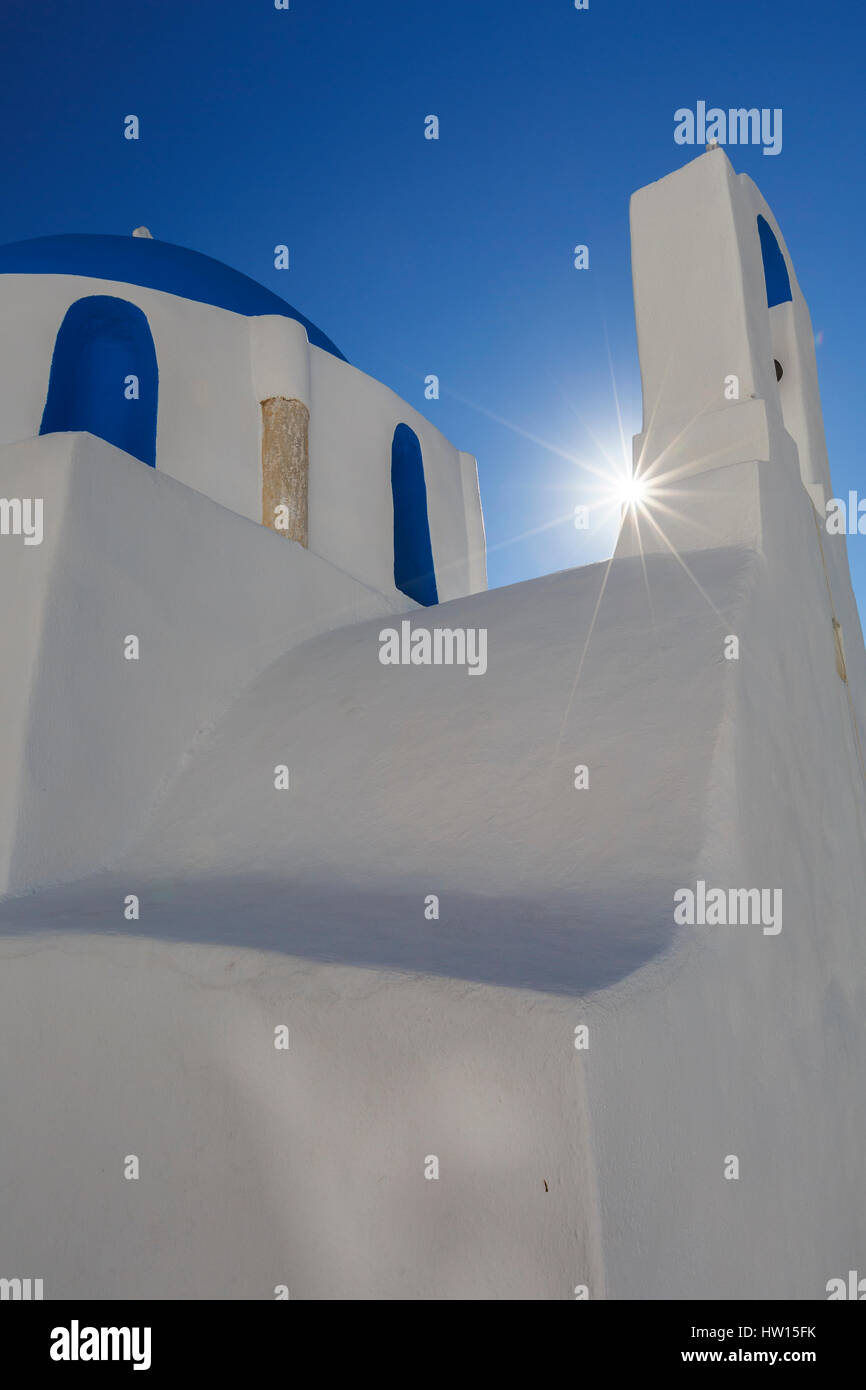 Traditional church in Chora village on Ios island, Greece Stock Photo ...