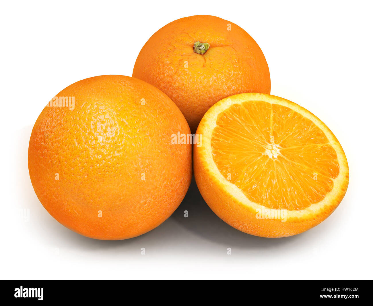 Three Orange on white background. 3d illustration Stock Photo - Alamy