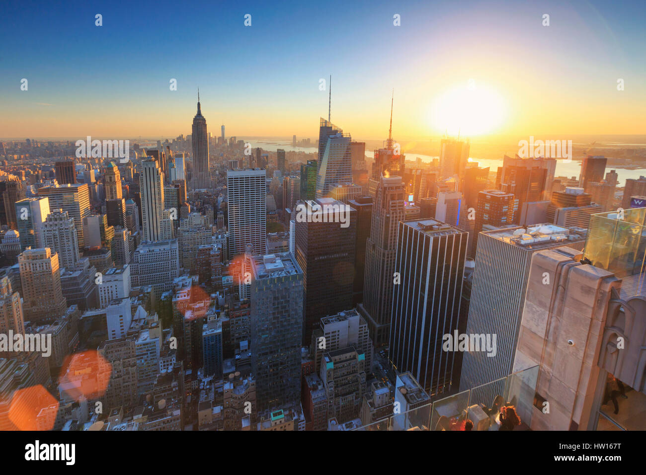 USA, New York, Manhattan, Top of the Rock Observatory, Midtown ...