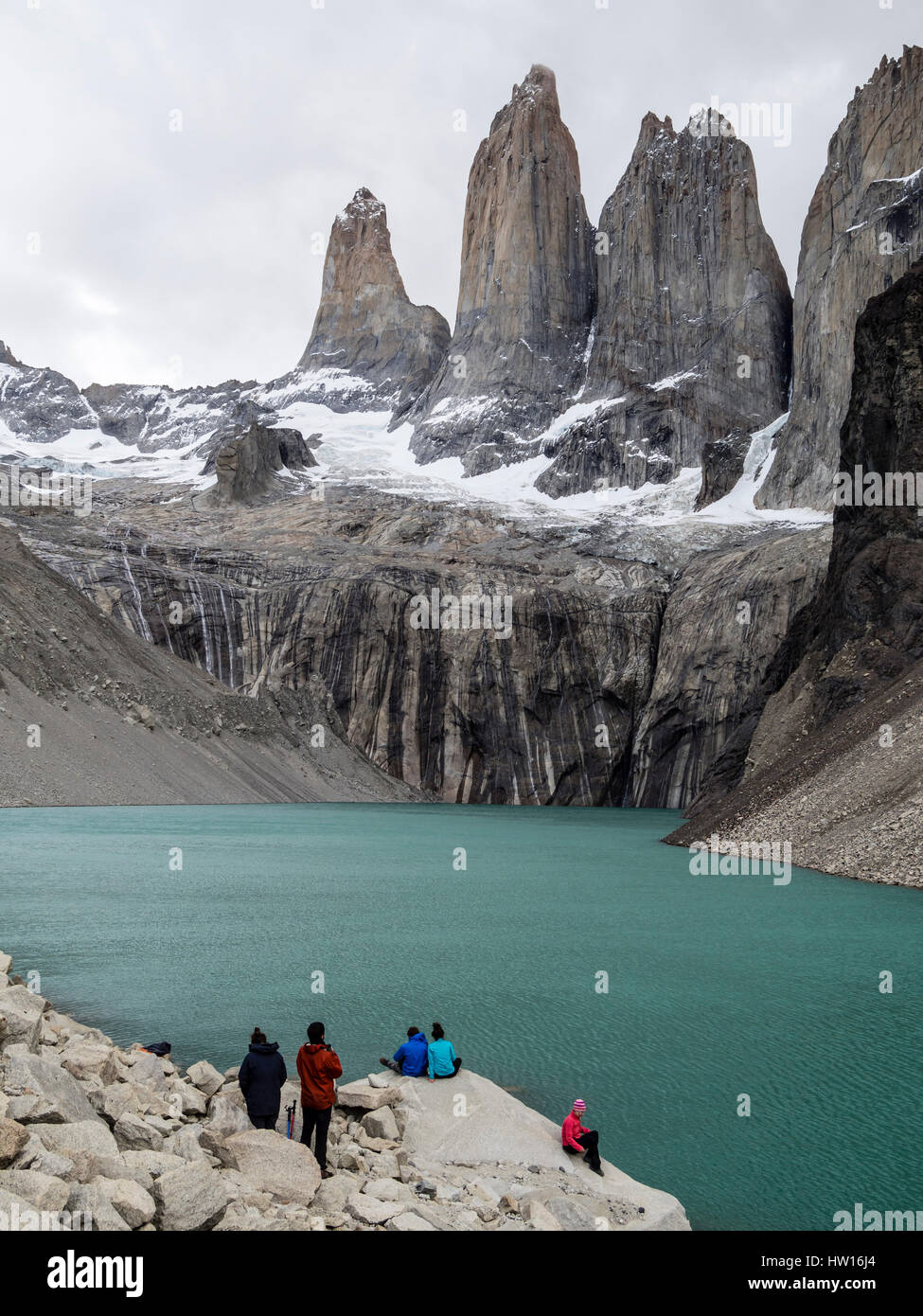 Viewpoint Mirador Las Torres, view over the lagoon to the three granite ...