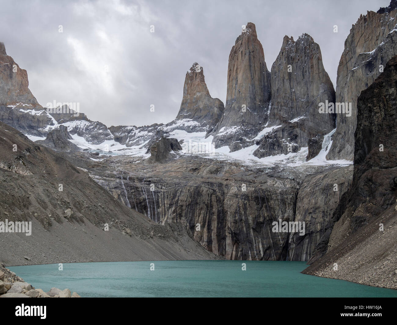 At the viewpoint Mirador Las Torres, view over the lagoon to the three ...
