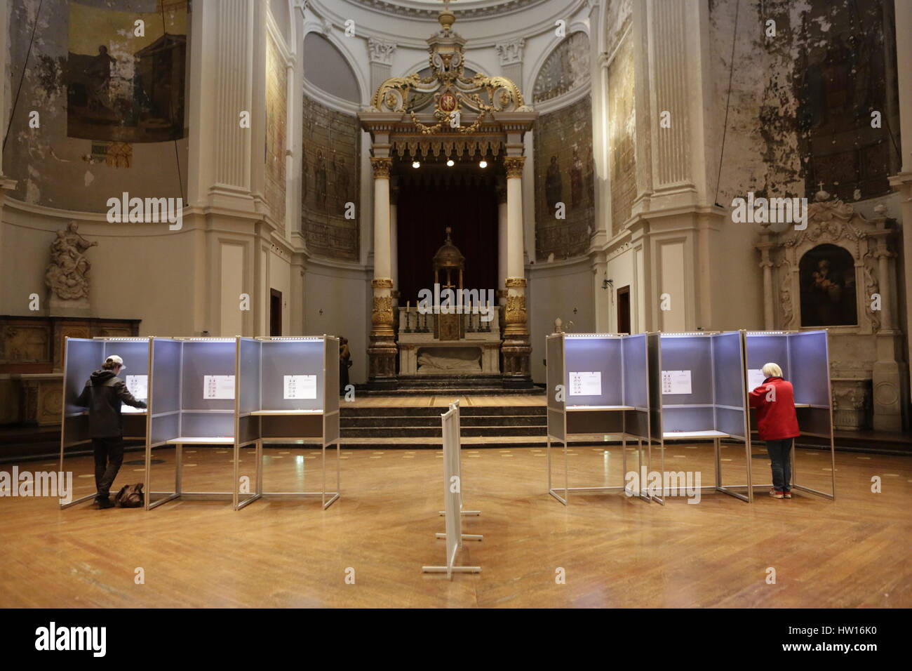 Amsterdam, Netherlands. 15th Mar, 2017. The voting booths are located ...