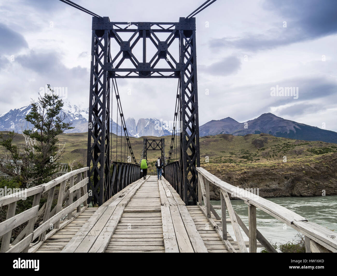 Bridge puenta laguna amarga, historic bridge, Las Torres mountains in ...