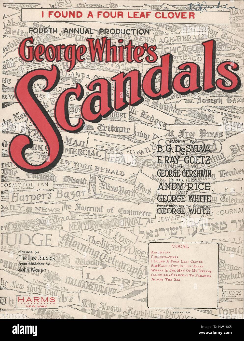"George White's Scandals of 1922" Musical Sheet Music Cover Stock Photo ...
