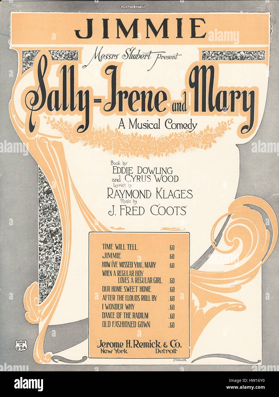 "Sally, Irene and Mary" 1922 Musical Sheet Music Cover Stock Photo - Alamy