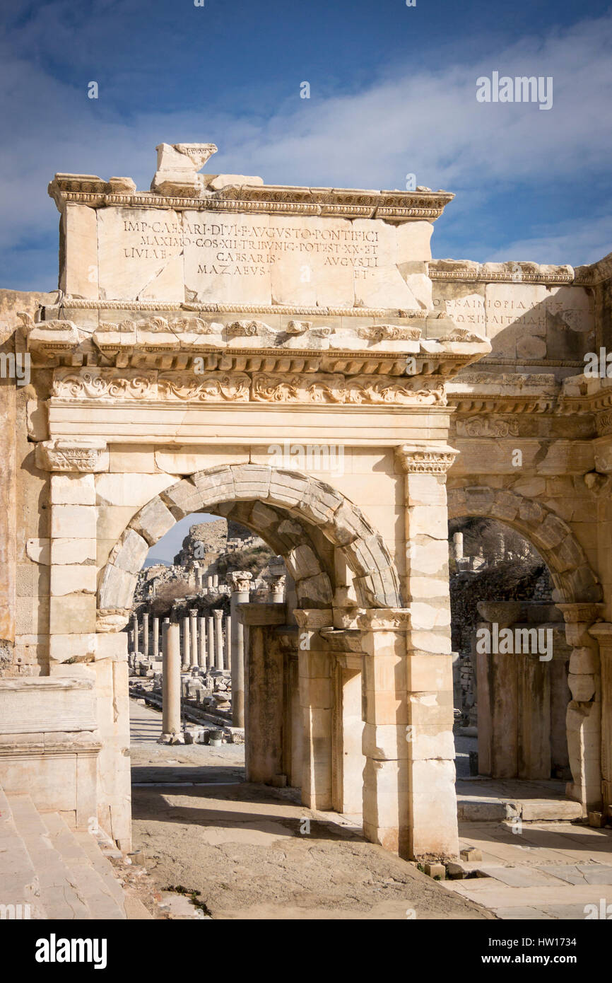 Gate of Mazeus and Mithridates in the ancient city of Ephesus in Selcuk ...
