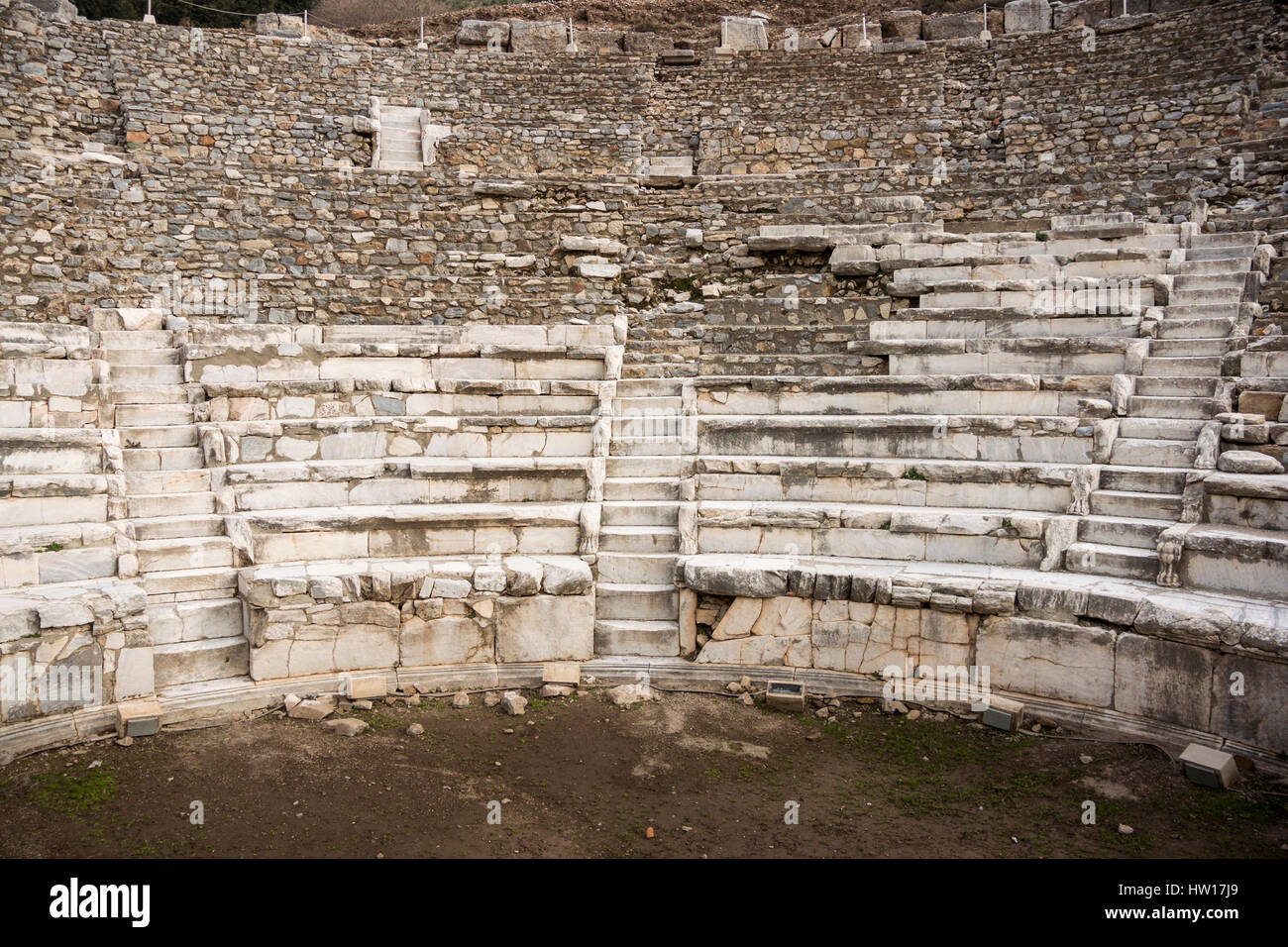 Tiered seating in the Odeon theatre in the ancient city of Ephesus in ...