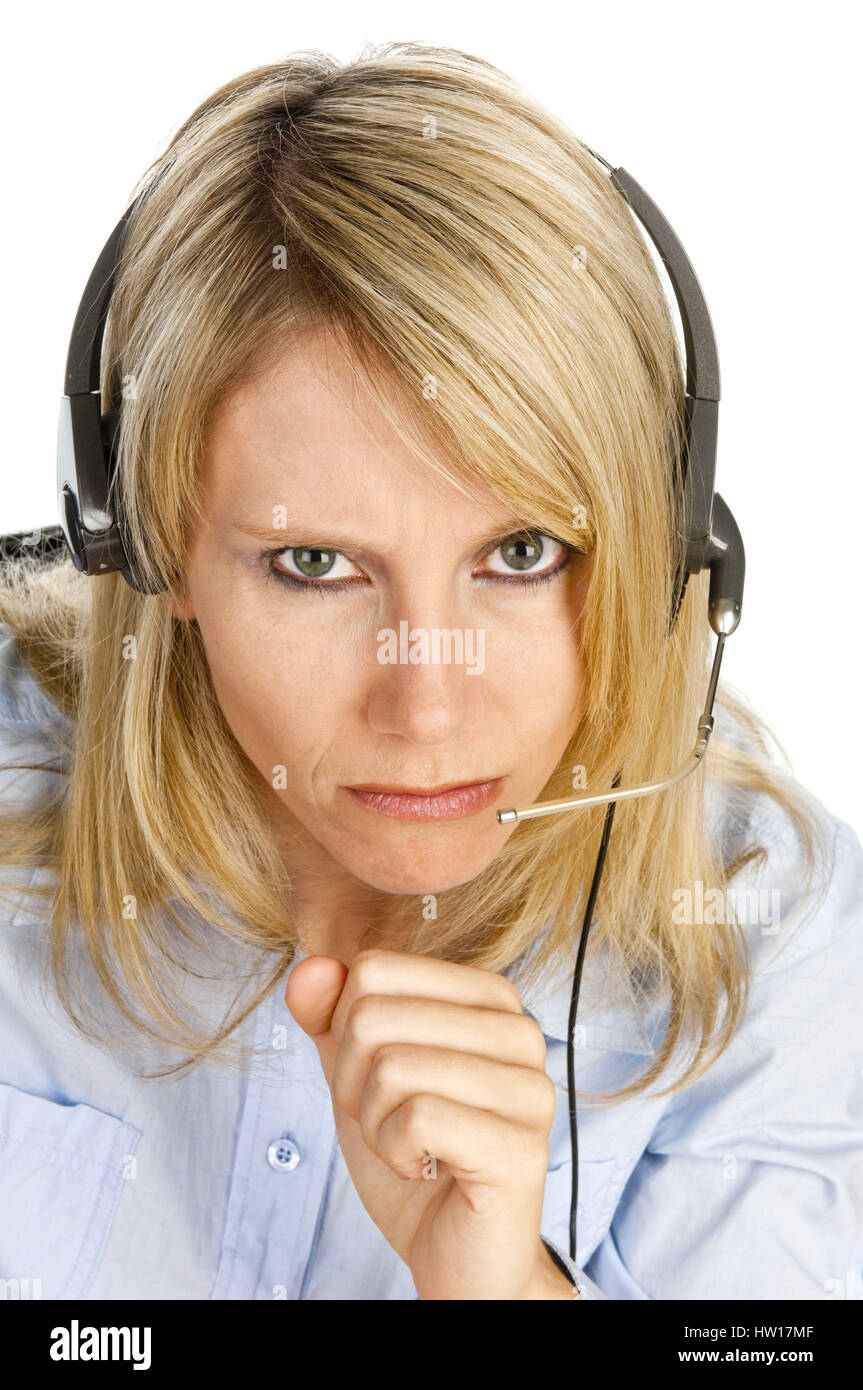 Woman with Headset, Frau mit Headset Stock Photo - Alamy