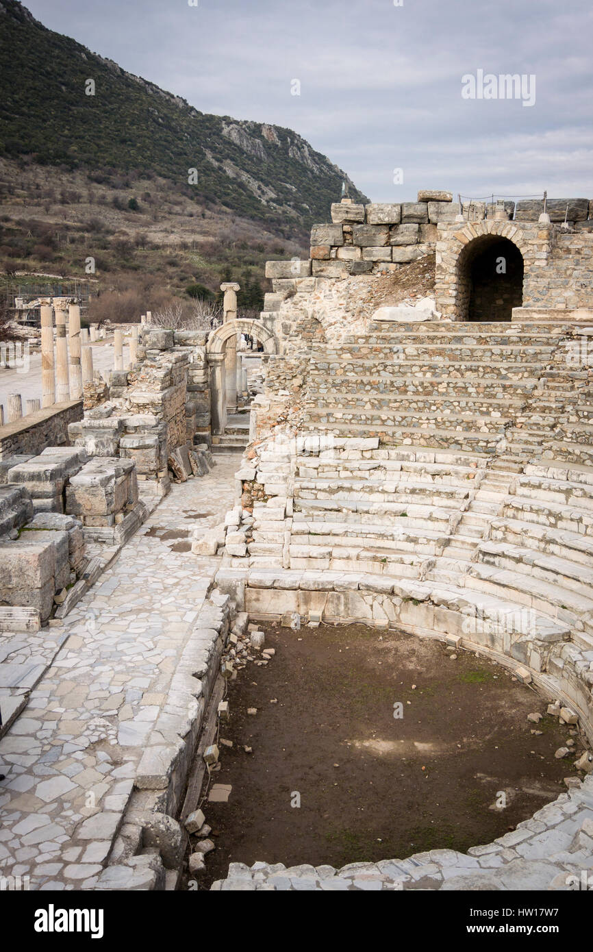 Odeon ampitheatre in the ancient city of Ephesus, Selcuk, Turkey Stock ...
