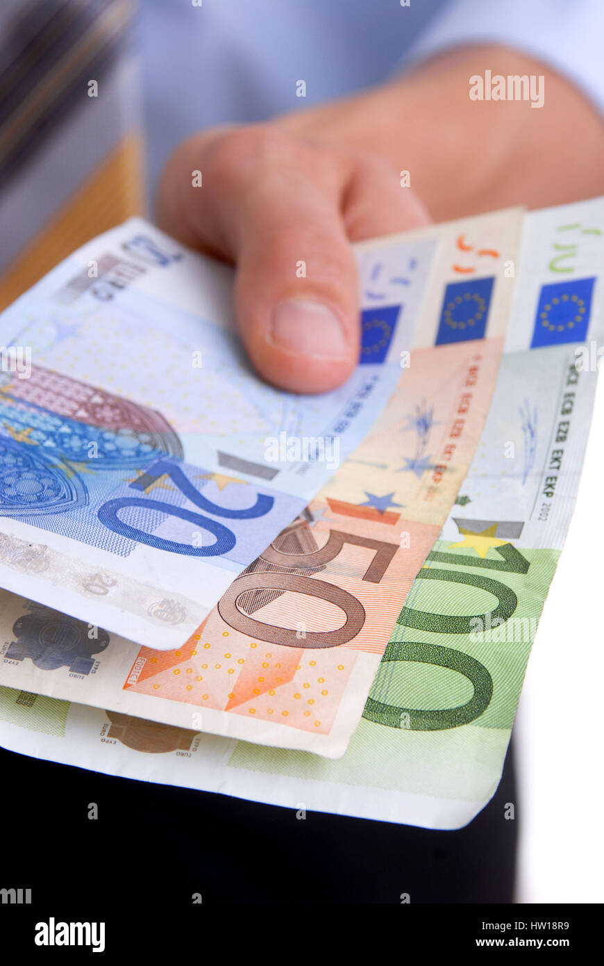 Bank notes in the hand , Banknoten in der Hand Stock Photo - Alamy