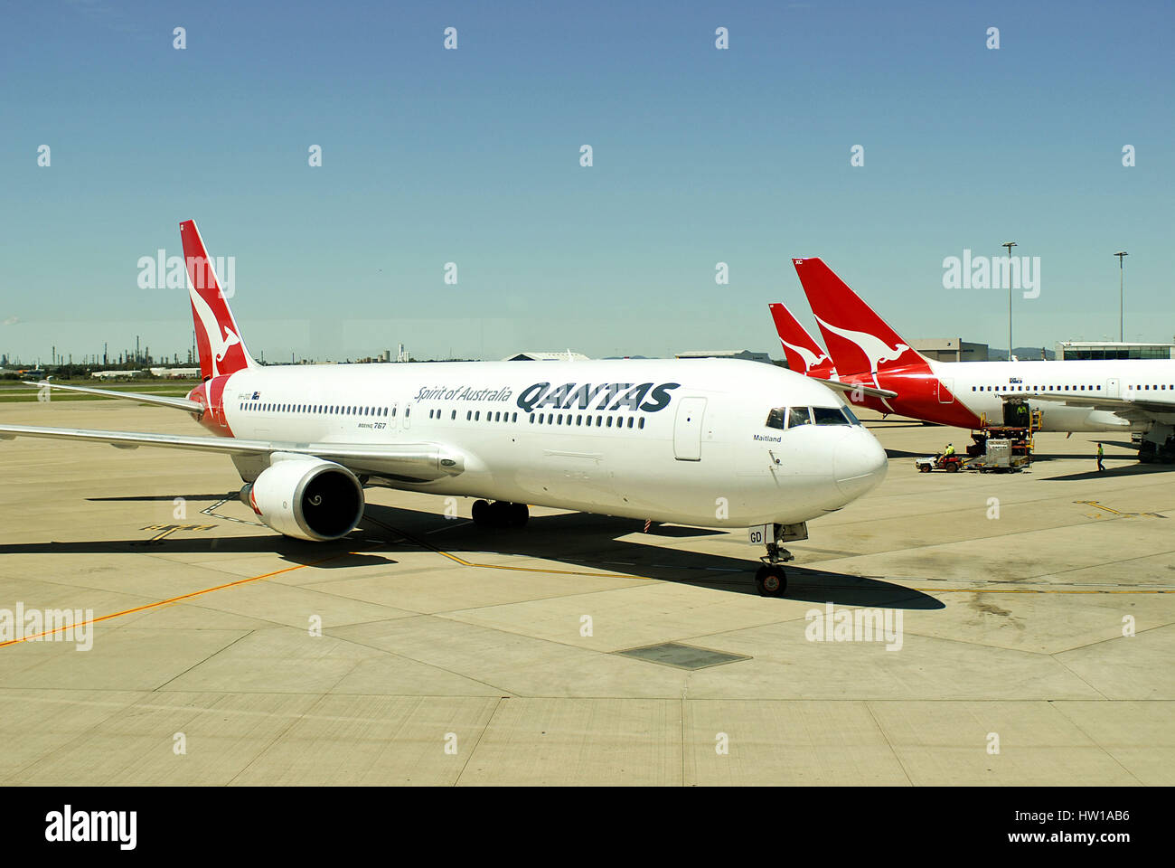 Quantas air liner, Quantas Passagierflugzeug Stock Photo - Alamy