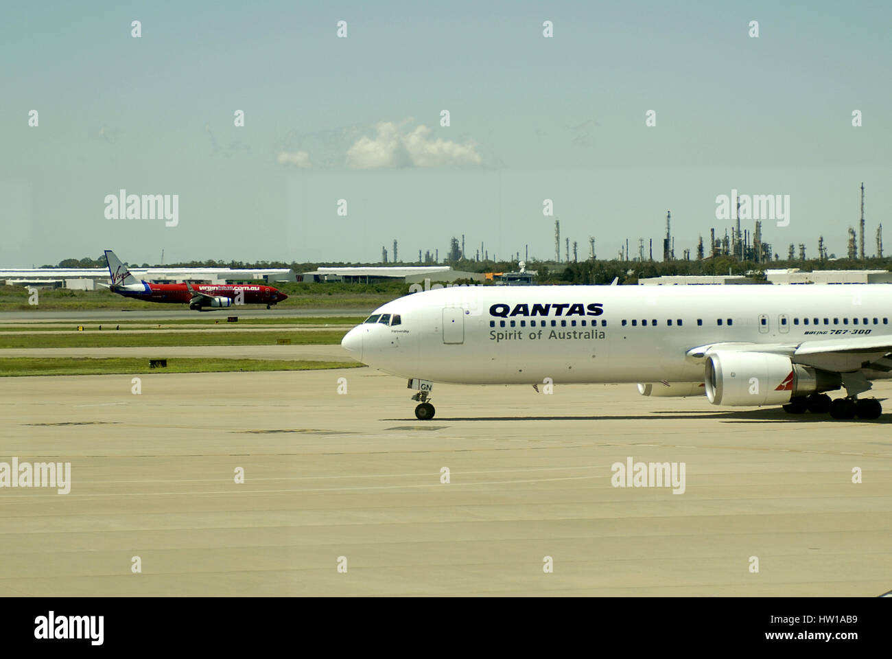 Quantas air liner, Quantas Passagierflugzeug Stock Photo - Alamy