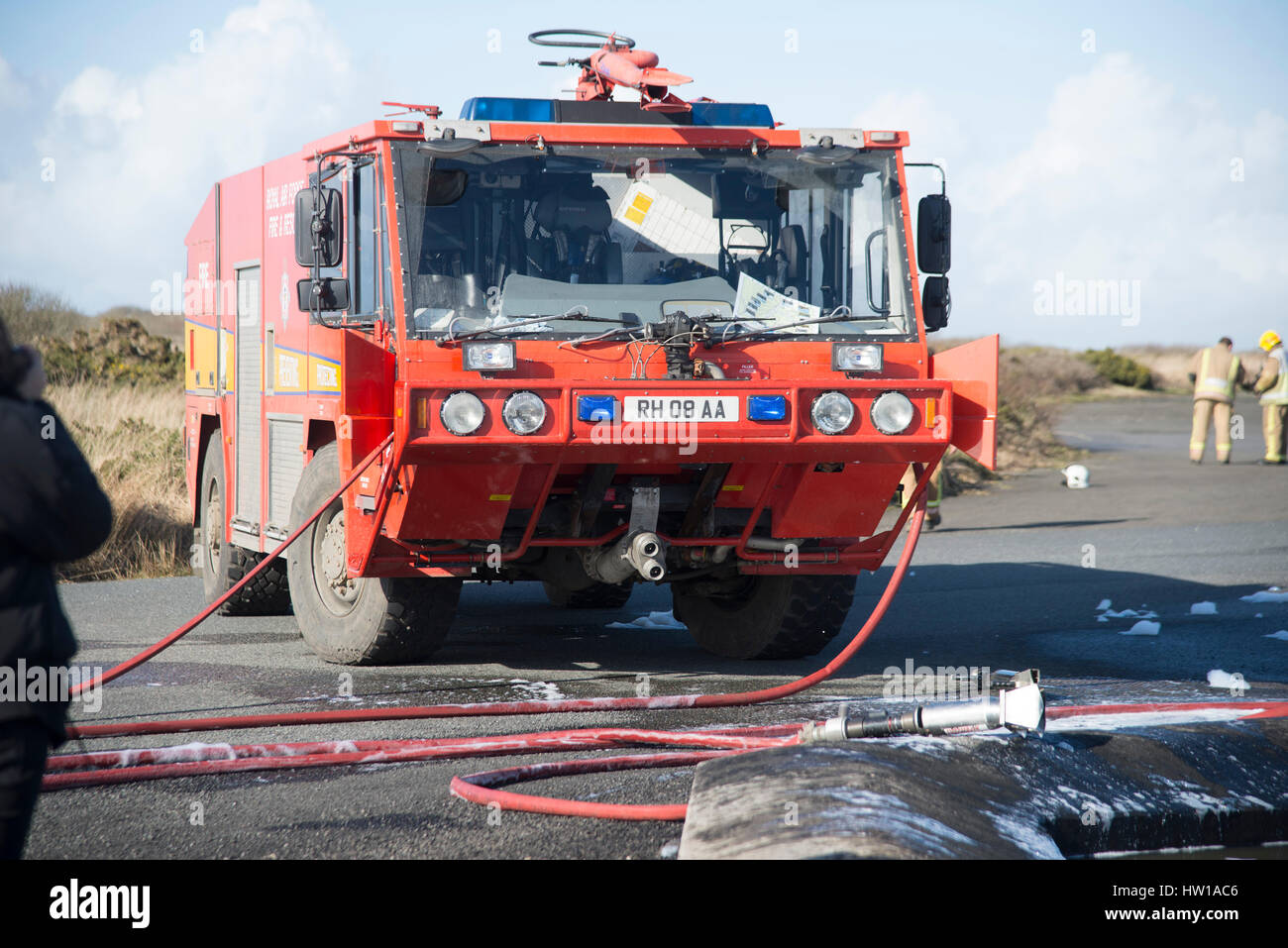 Firefighters at Predannack Airfield Cornwall Stock Photo - Alamy