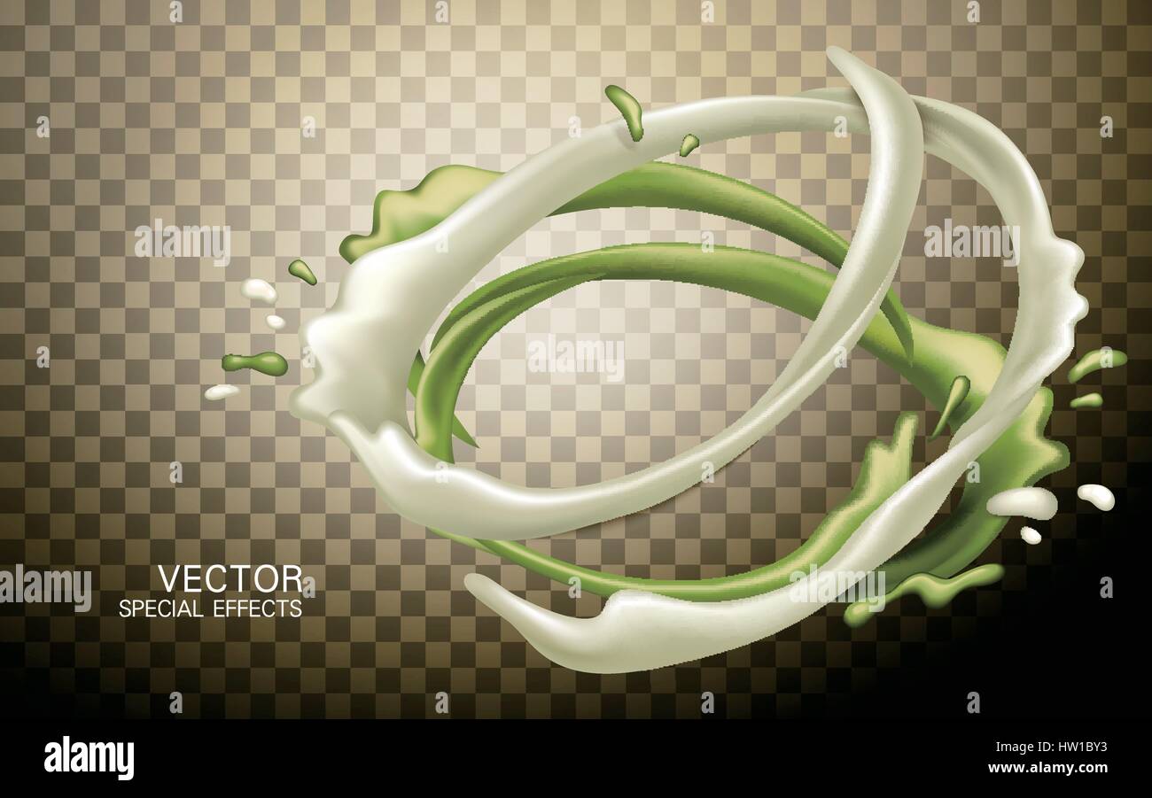 liquid milk and apple flow mixed, transparent background, 3d ...