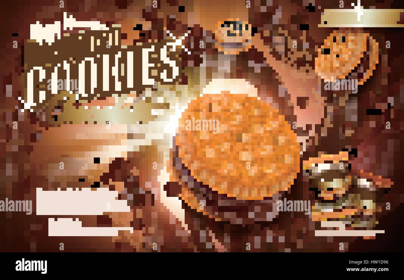 chocolate sandwich cookies ad, flowing chocolate with cookie elements ...
