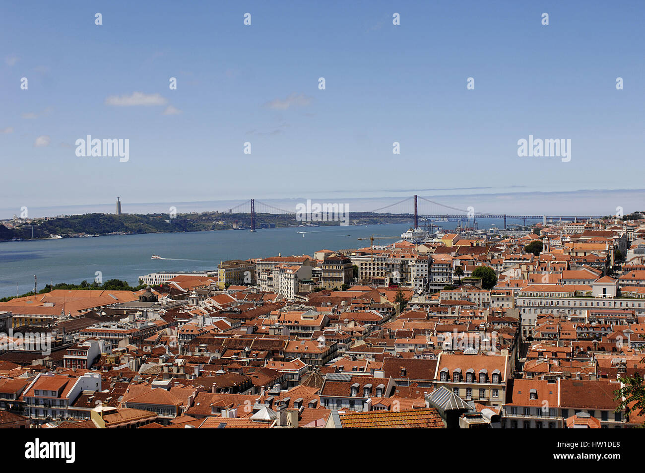 Lisbon, Tejo and bridge, Lissabon, Tejo und Brücke Stock Photo - Alamy