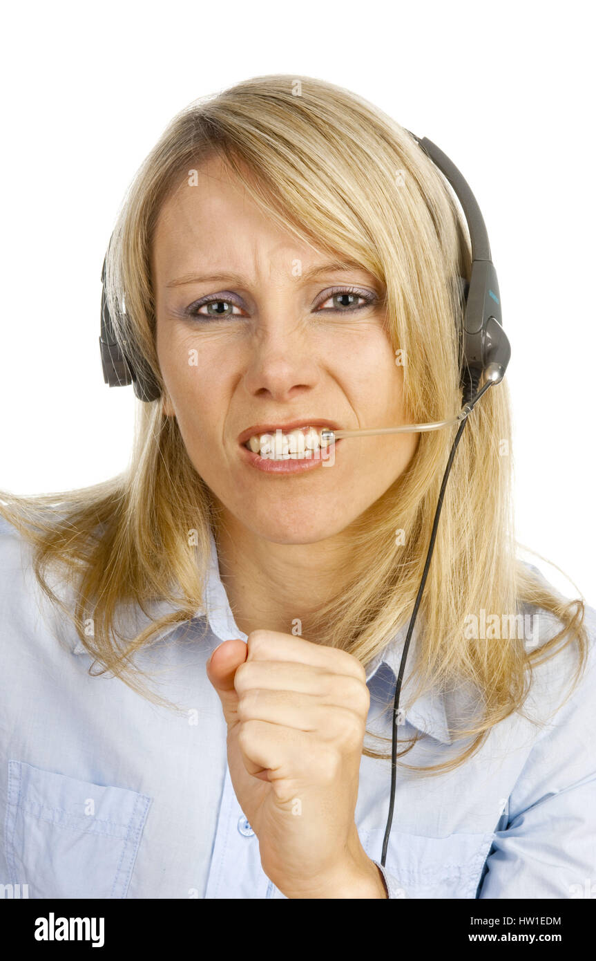 Woman with Headset, Frau mit Headset Stock Photo - Alamy
