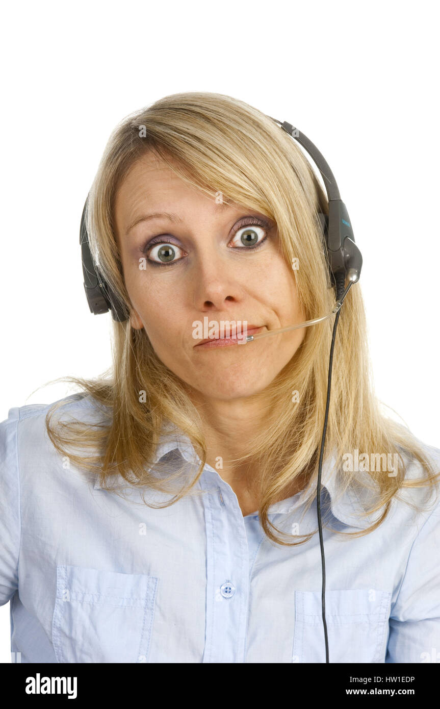 Woman with Headset, Frau mit Headset Stock Photo - Alamy