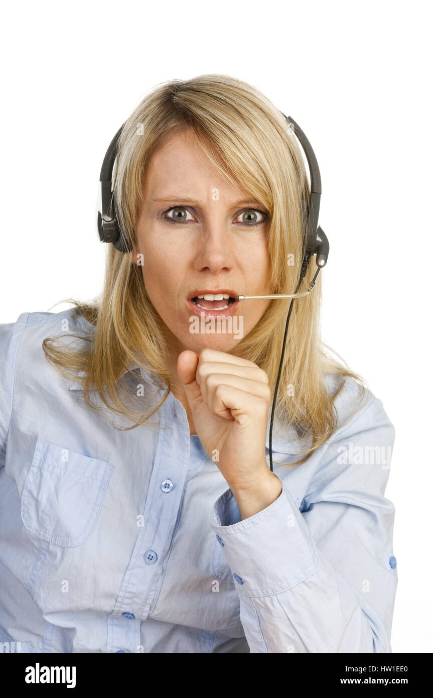 Woman with Headset, Frau mit Headset Stock Photo - Alamy