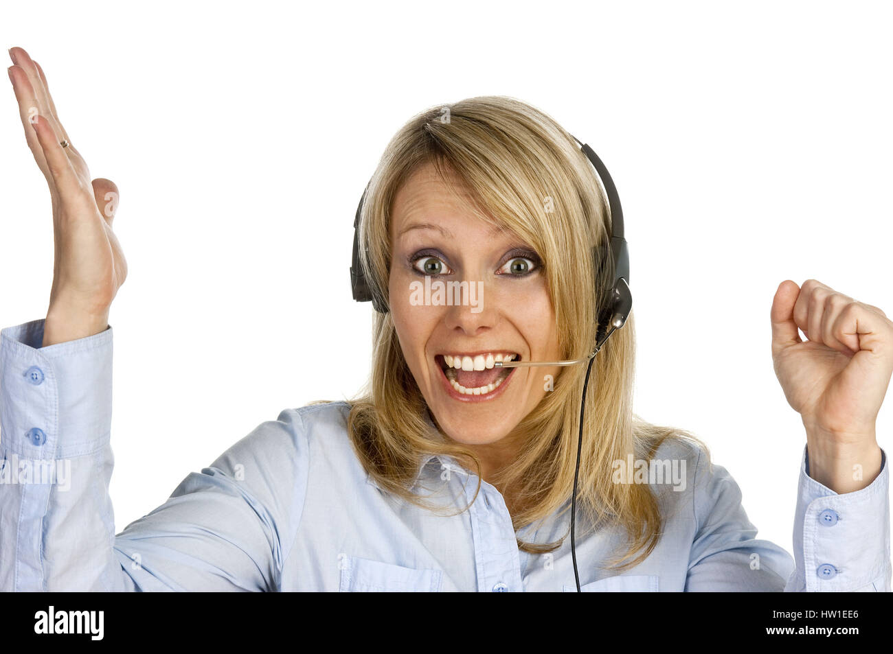 Woman with Headset, Frau mit Headset Stock Photo - Alamy