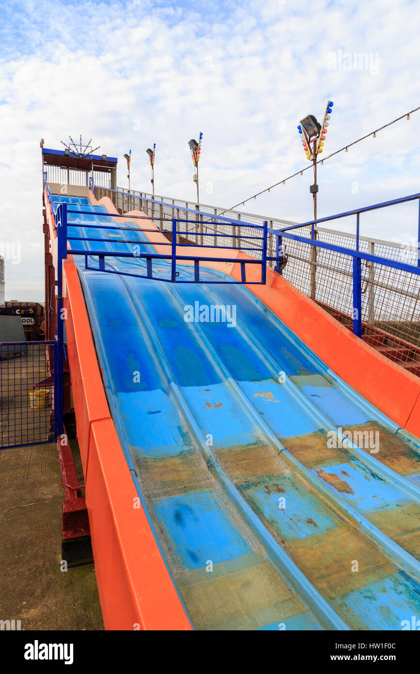 HUNSTANTON, ENGLAND - MARCH 10: Fun slide at Hunstanton fairground ...